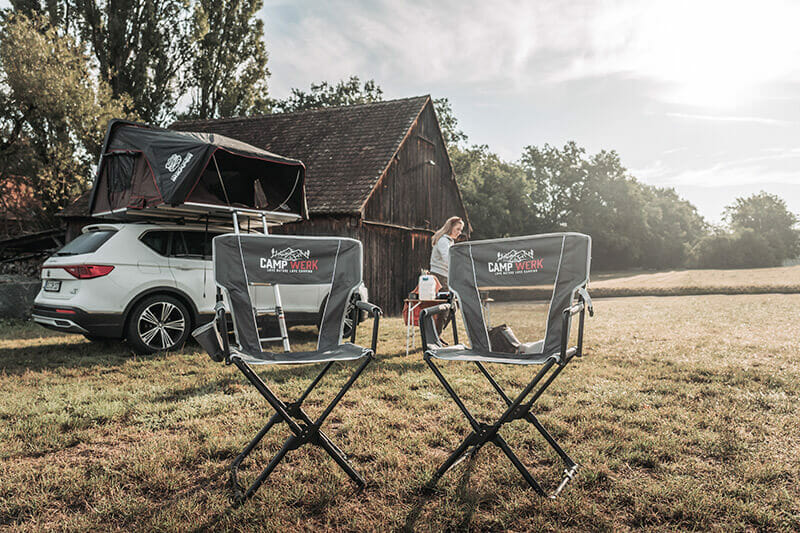 De slimme campingstoel. Compact, robuust en met een goed zitcomfort.